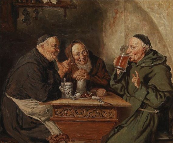 Olaf Simony Jensen | Monks sitting by a table | MutualArt