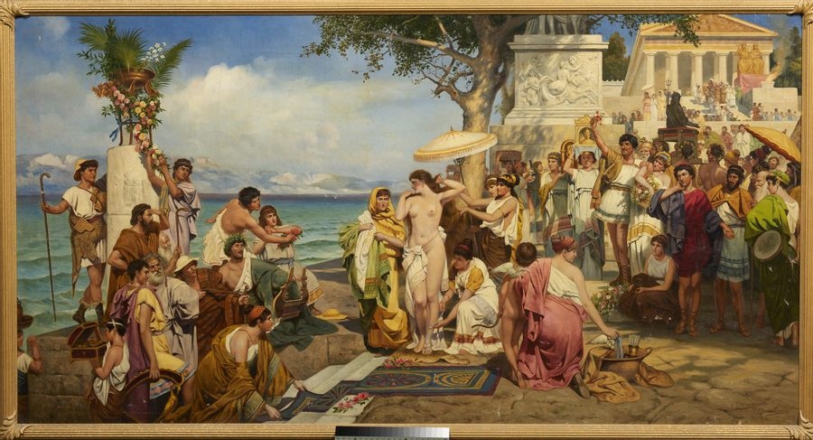 Henryk Siemiradzki | Phryne at the celebrations of Poseidon at Eleusis ...