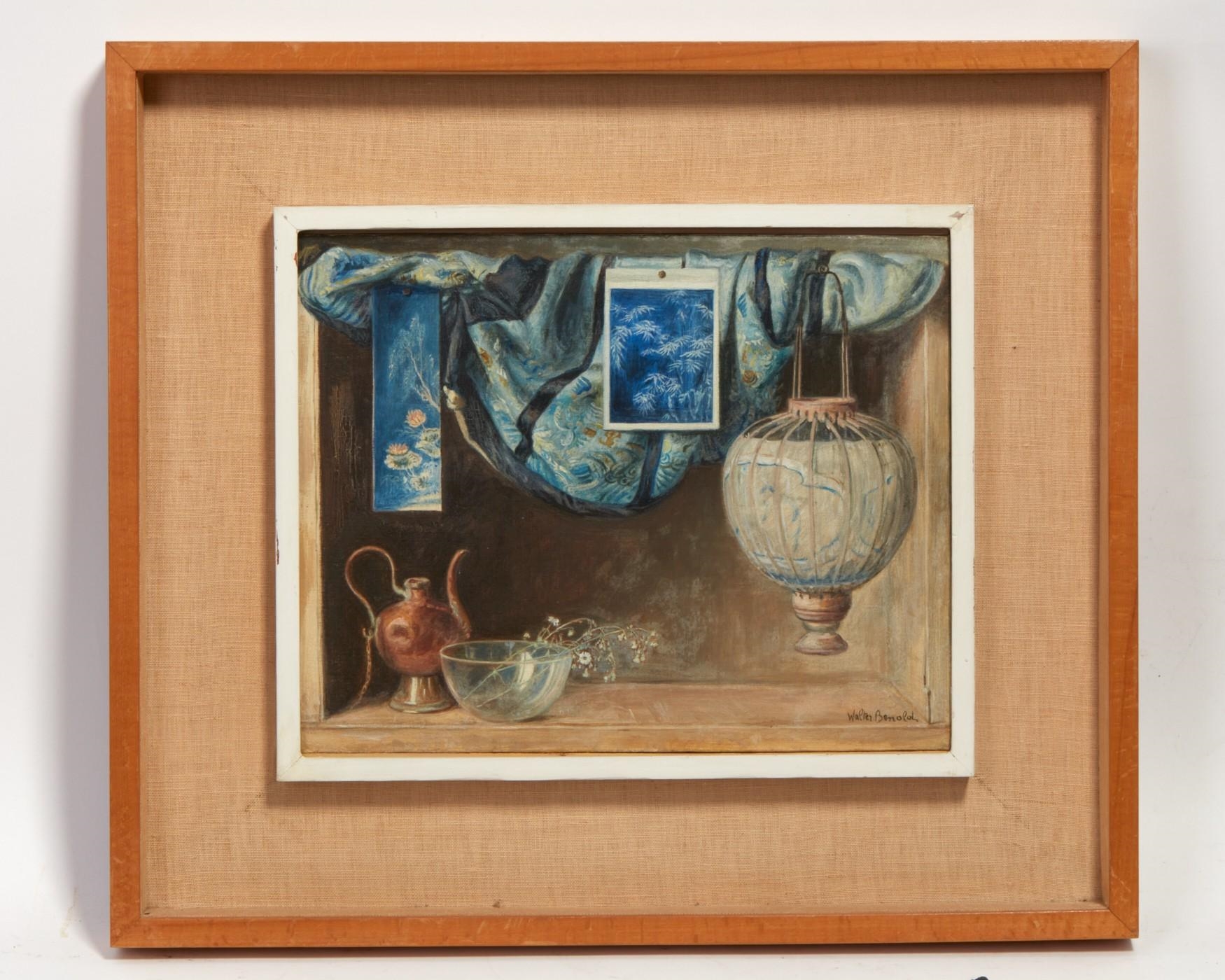 Walter Benoldi | Still life with a copper ewer and a paper lantern ...