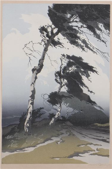 Oscar Droege | Birch Trees in a Storm, 1930, (1930) | MutualArt