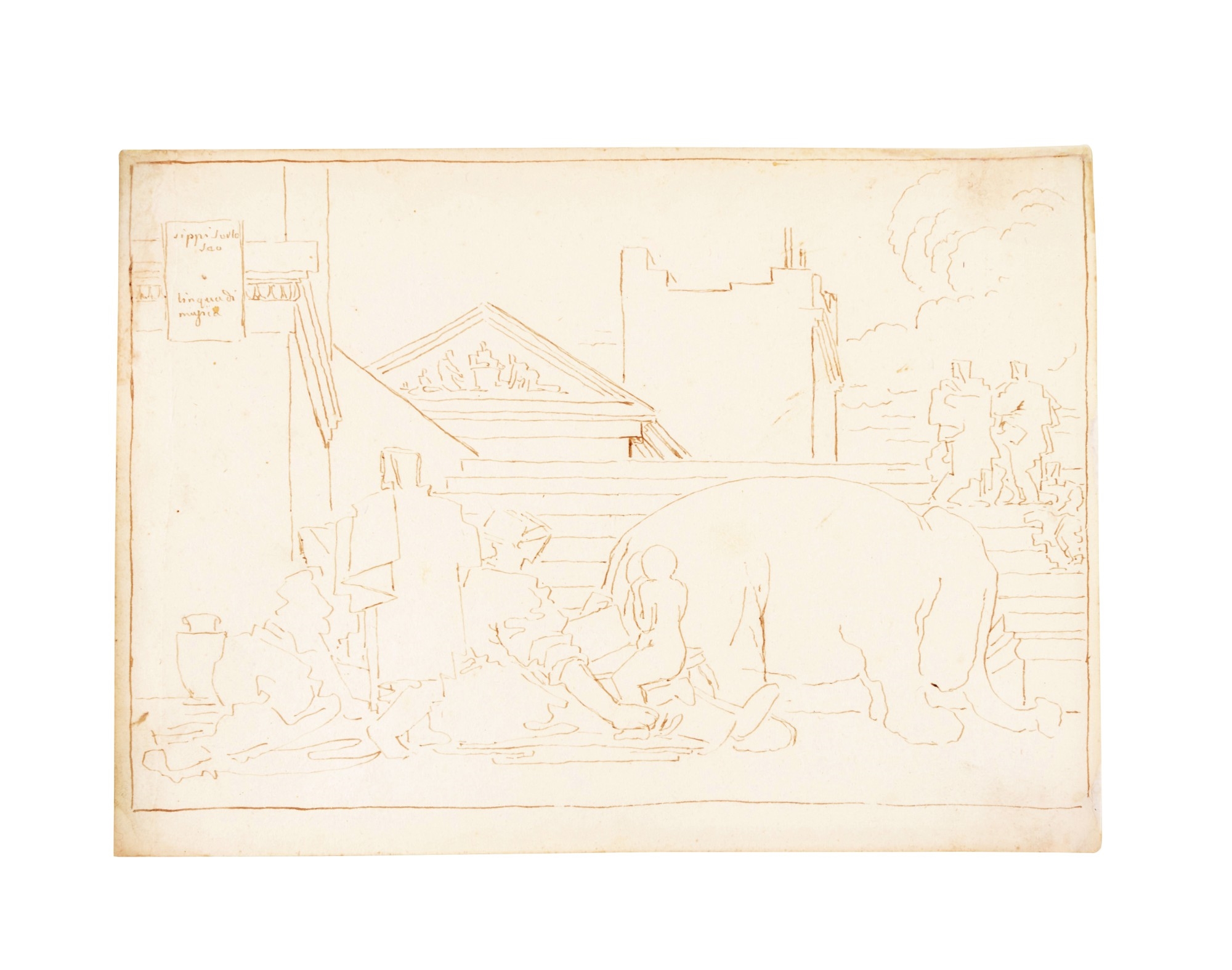 Fortunato Duranti | A) Classical figures in an architectural setting B ...