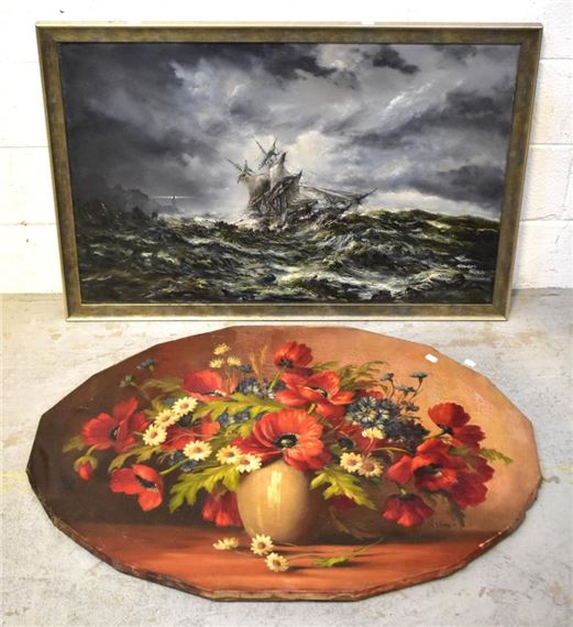Graham Hedges | vessel in choppy seas; study of poppies | MutualArt