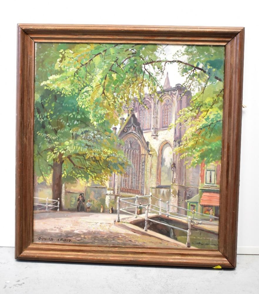 Donald Henry Floyd | Dutch street scene with church, possibly Delft ...