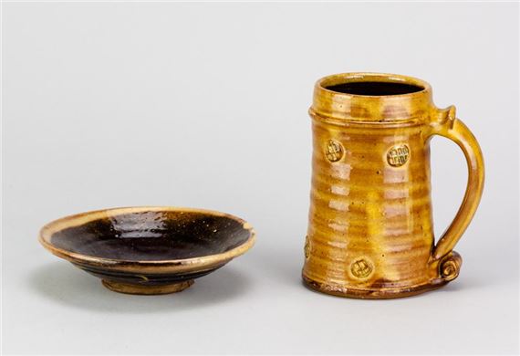 Clive Bowen | a large slipware mug covered in honey glaze with applied ...