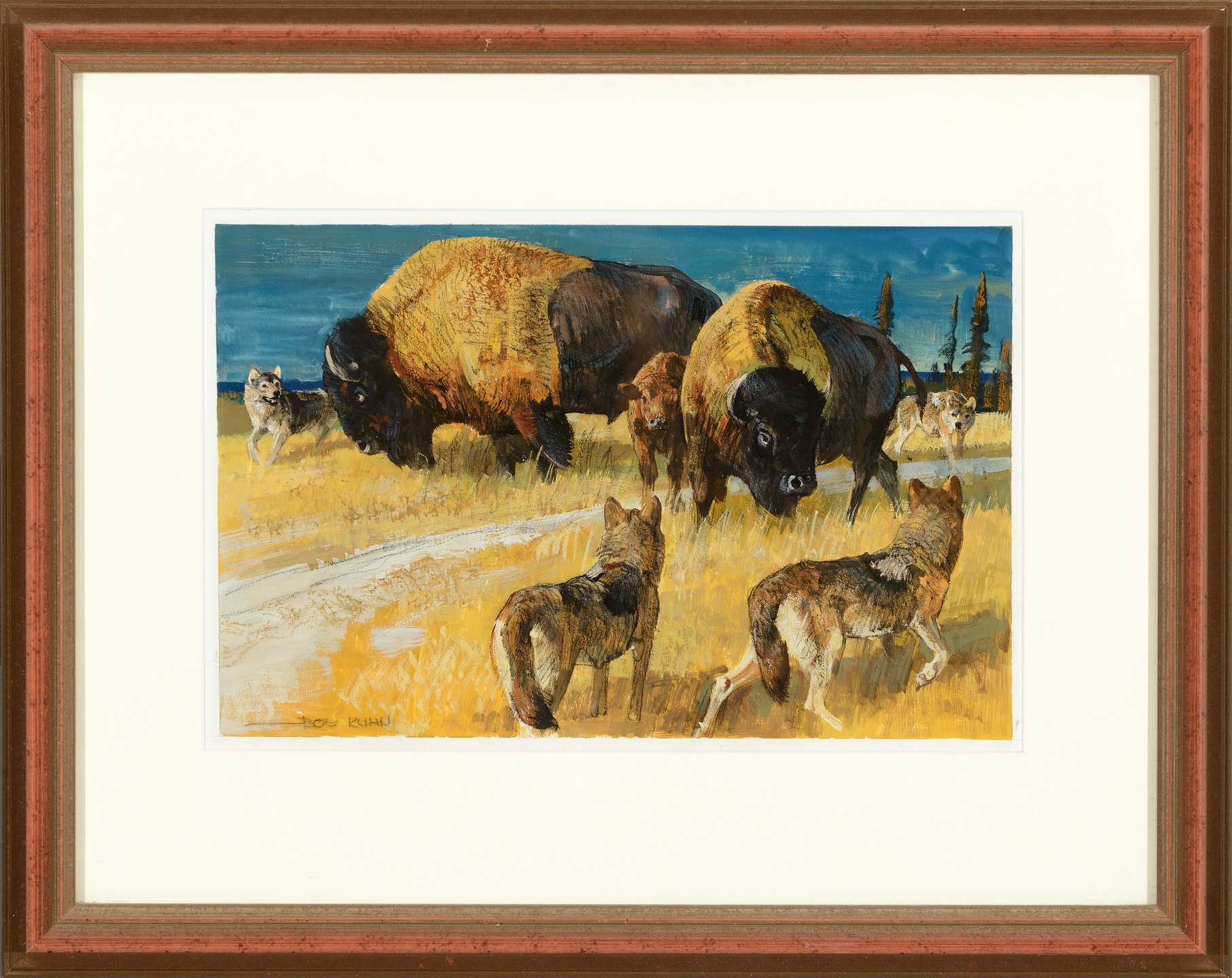 Bob Kuhn | Buffalo and Wolves | MutualArt