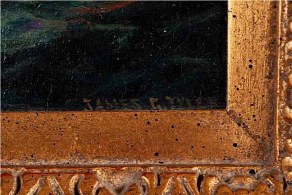 James Gale Tyler | Maritime scene under moonlight with a lantern ...