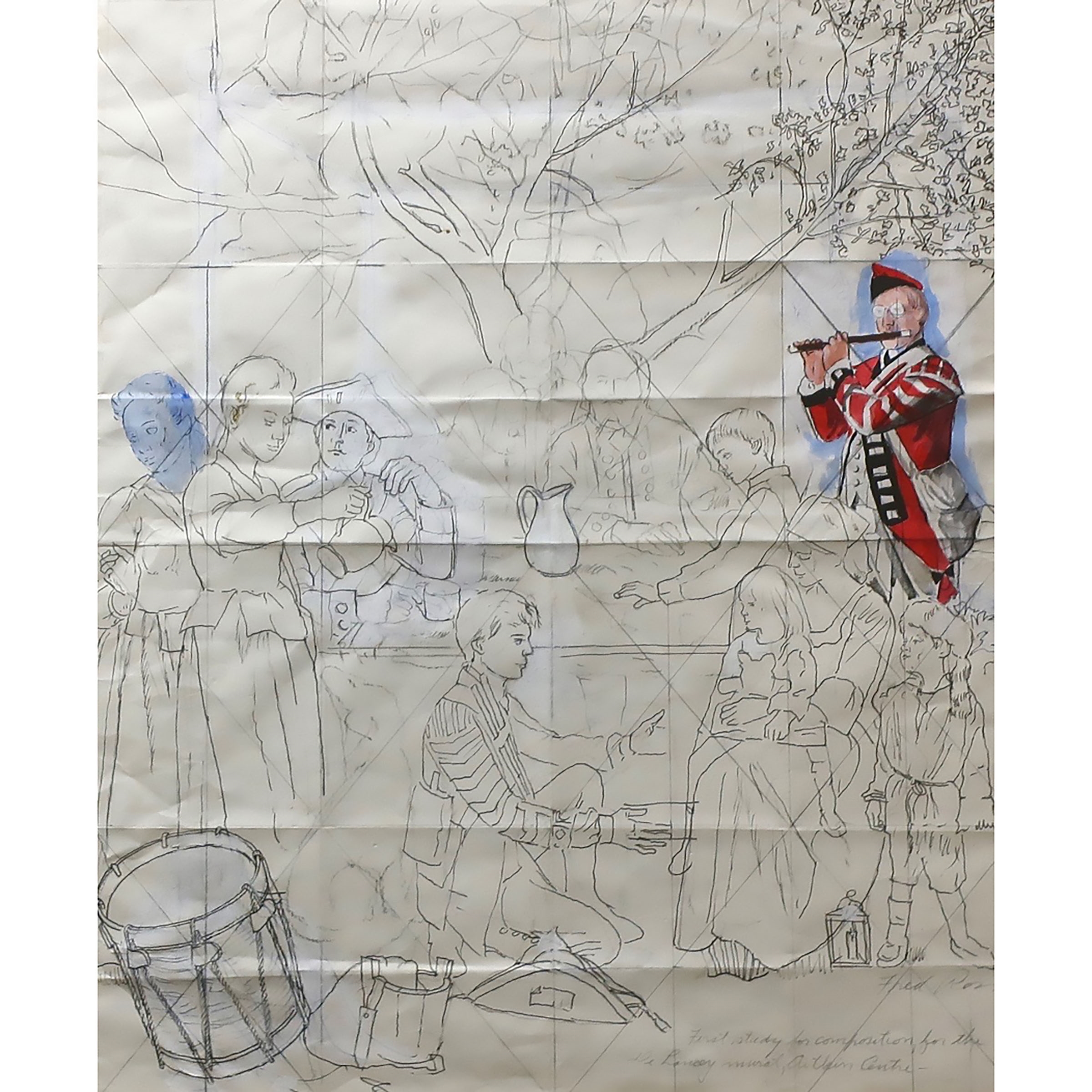 Fred Ross | FIRST STUDY FOR COMPOSITION FOR THE DELANCY MURAL, AILKIN ...