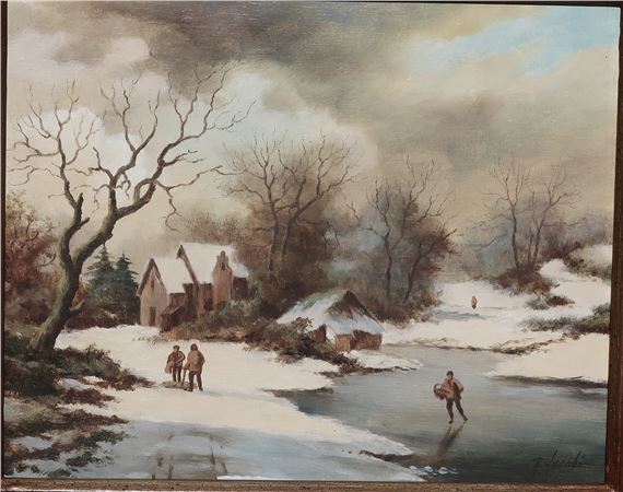 R. Jacobi | Romantische Winterlandschaft mit Figurenstaffage | MutualArt