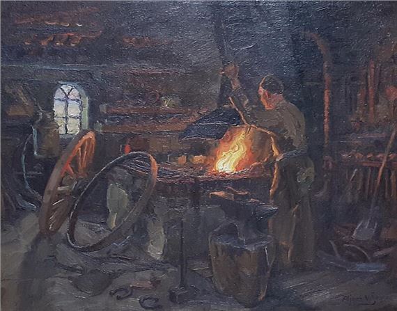 Alfred V. Jensen | A blacksmith | MutualArt