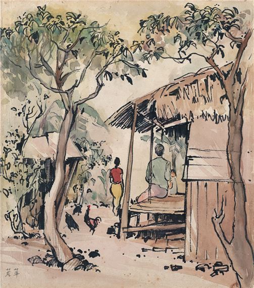 Kuo Ju Ping | Kampung House With Chickens | MutualArt