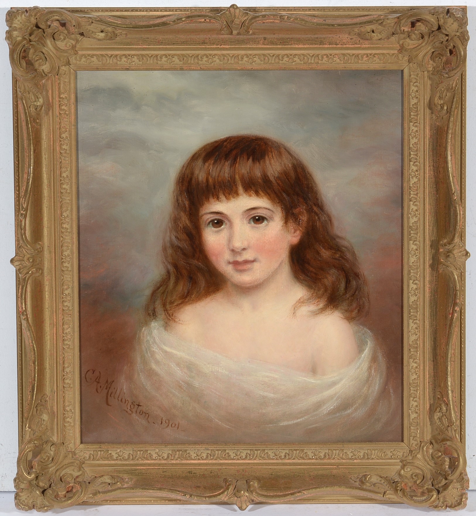 Caroline Alice Millington | Portrait of a young girl with brunette hair ...