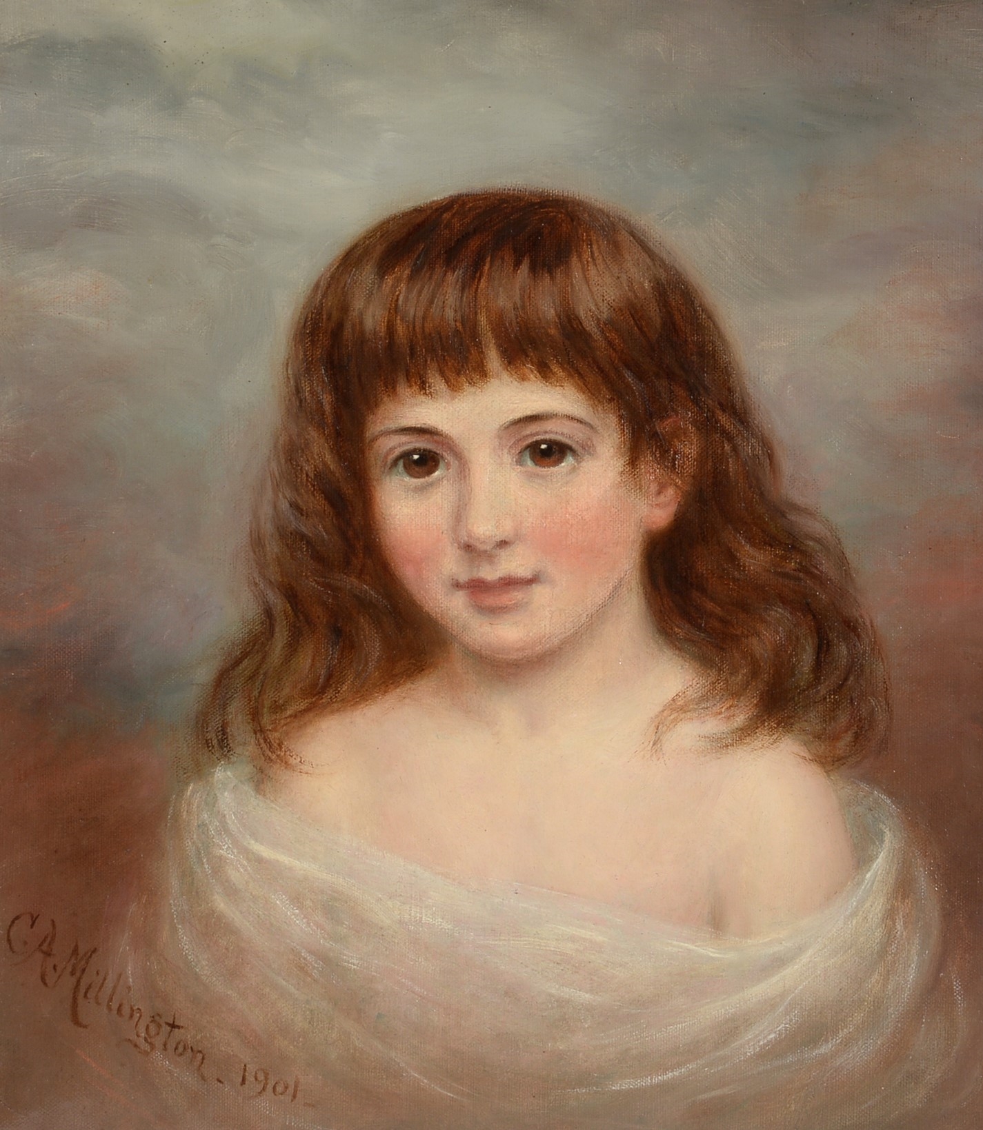 Caroline Alice Millington | Portrait of a young girl with brunette hair ...