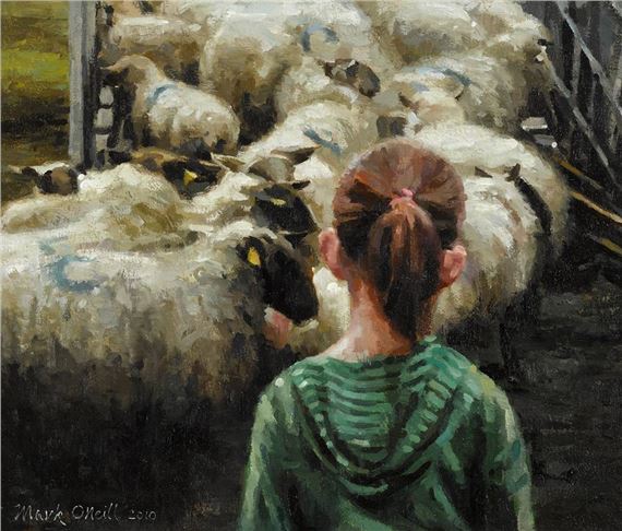 Mark O Neill Girl With Sheep 2010 Mutualart