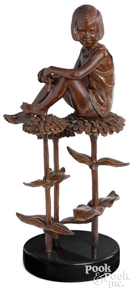 Charles Parks | Charles Parks bronze of Zinnias | MutualArt