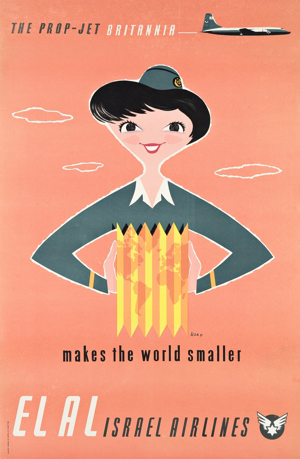 Paul Kor | EL AL ISRAEL AIRLINES / THE PROP - JET BRITANNIA. (1957) | MutualArt