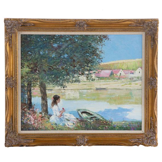 Hans Amis | Lady Seated by the River | MutualArt