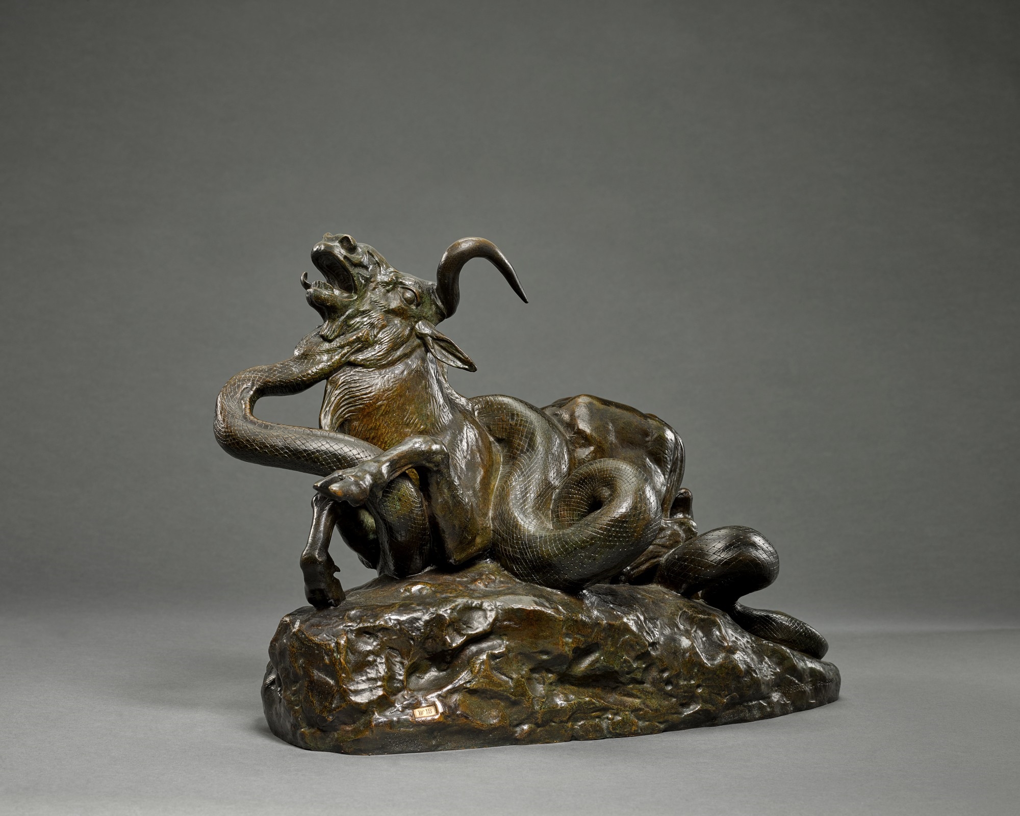 Antoine-Louis Barye | Serpent python saisissant un gnou à la gorge ...