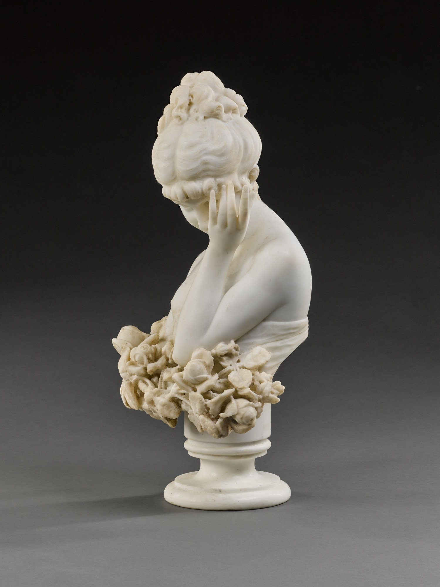 Rafaelo Battelli | Bust of a Beauty with flowers (Early 20th Century ...