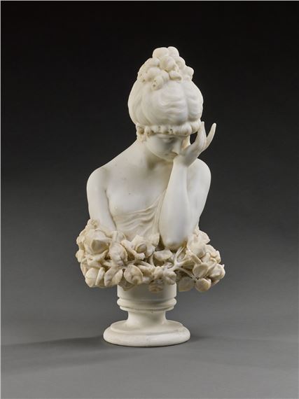 Rafaelo Battelli | Bust of a Beauty with flowers (Early 20th Century ...