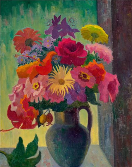 Alison Rehfisch | STILL LIFE WITH ZINNIAS (1987) | MutualArt