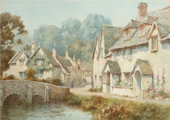 Lewis Mortimer | A thatched cottage with cart | MutualArt