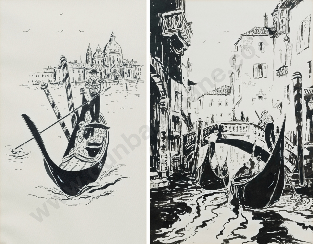 F Brenner | Two Gondola Scenes | MutualArt