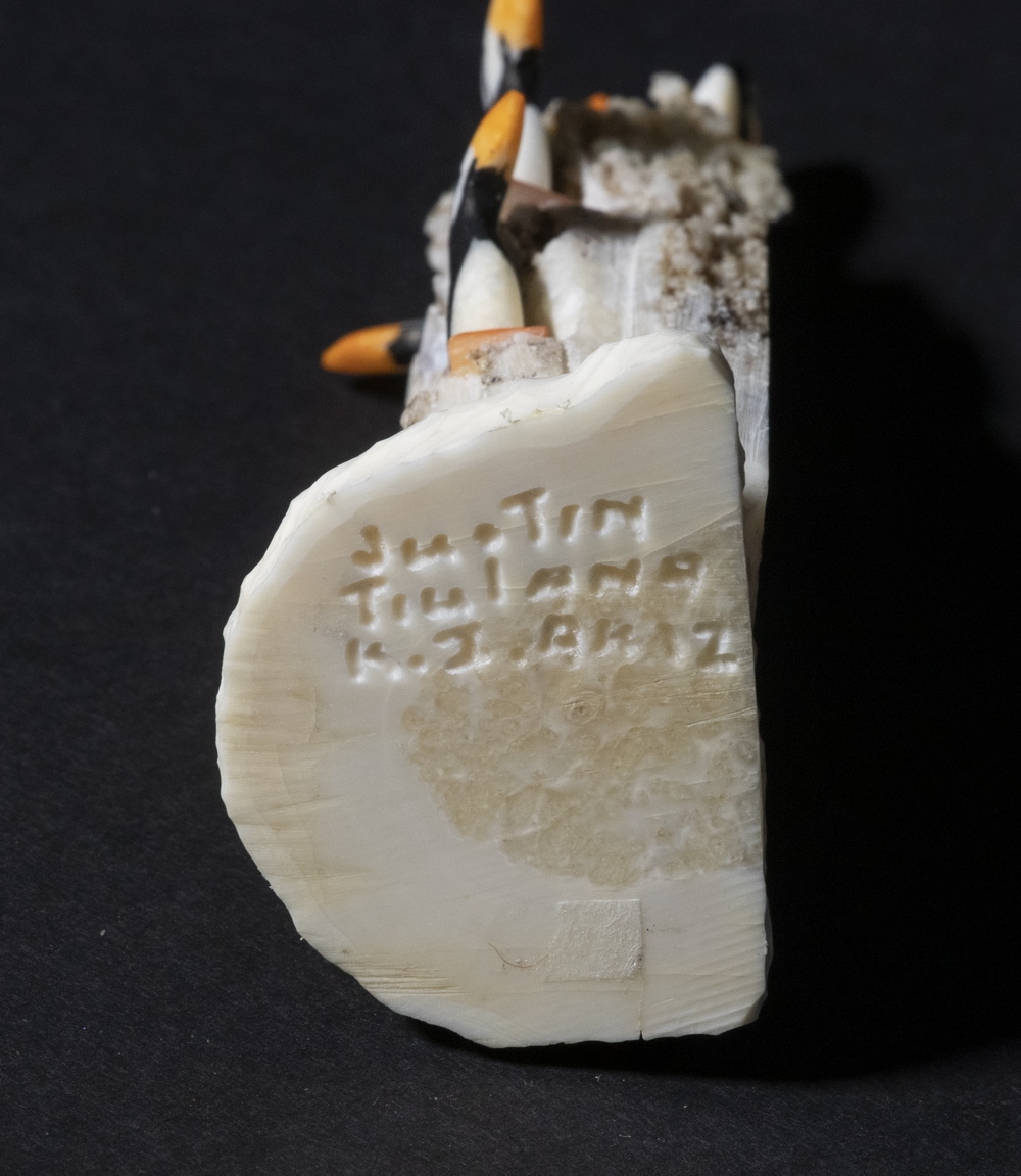 Justin Tiulana | INUIT SCULPTURE OF A PUFFIN ROOKERY | MutualArt