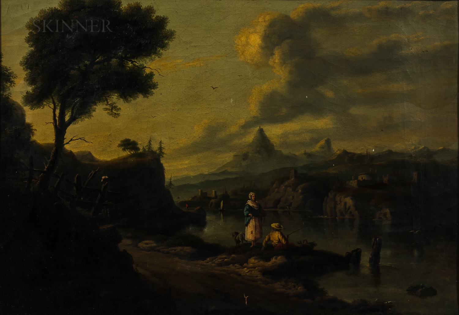 Edmund C. Coates | Peasant Couple on the Shore of a Fanciful Landscape ...