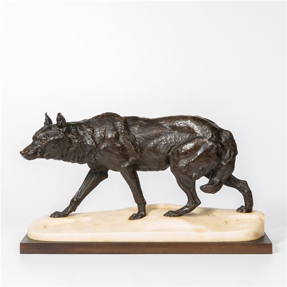 Charles Valton | Bronze Figure of a Stalking Wolf | MutualArt