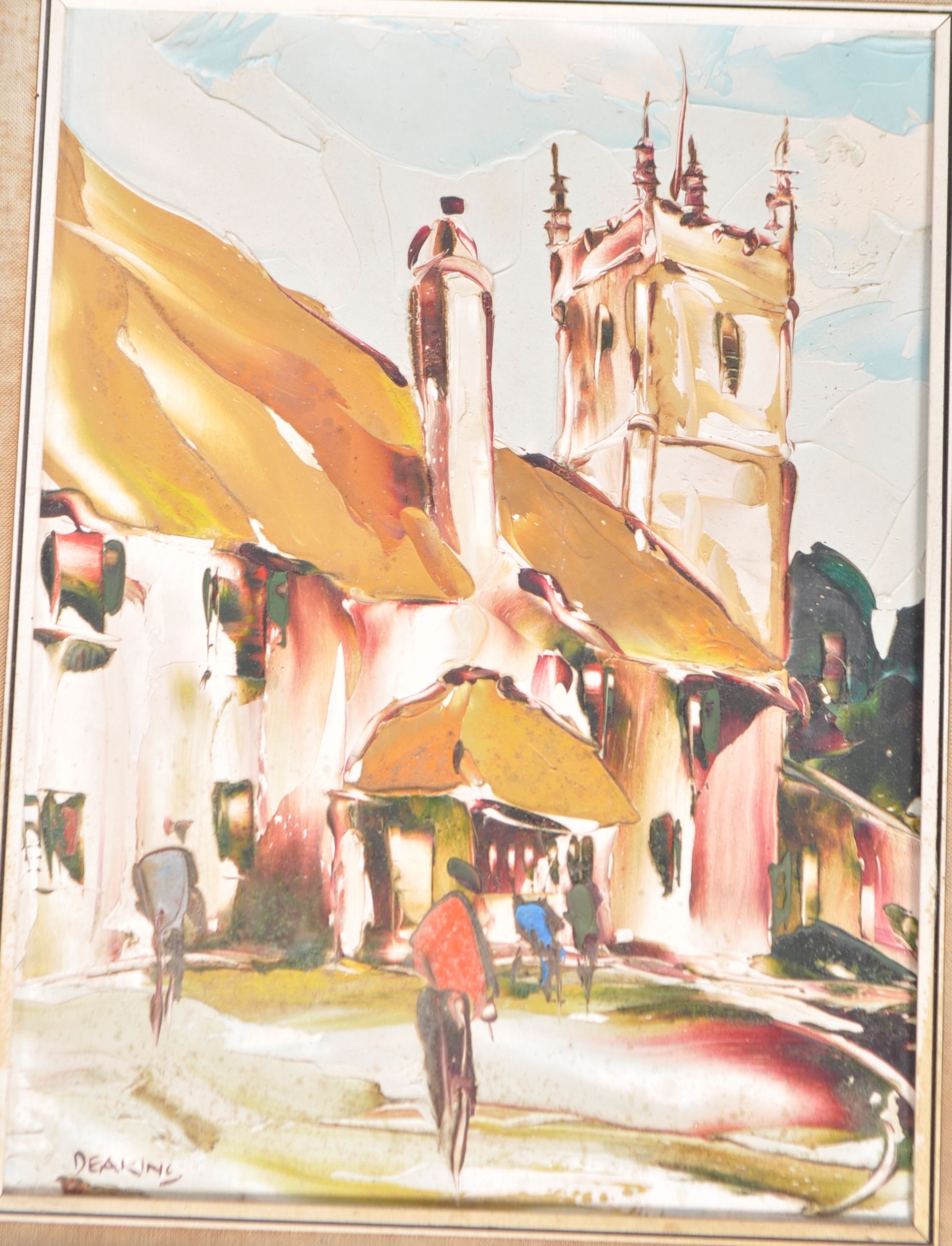 George Richard Deakins | Abstract painting depicting a village scene ...