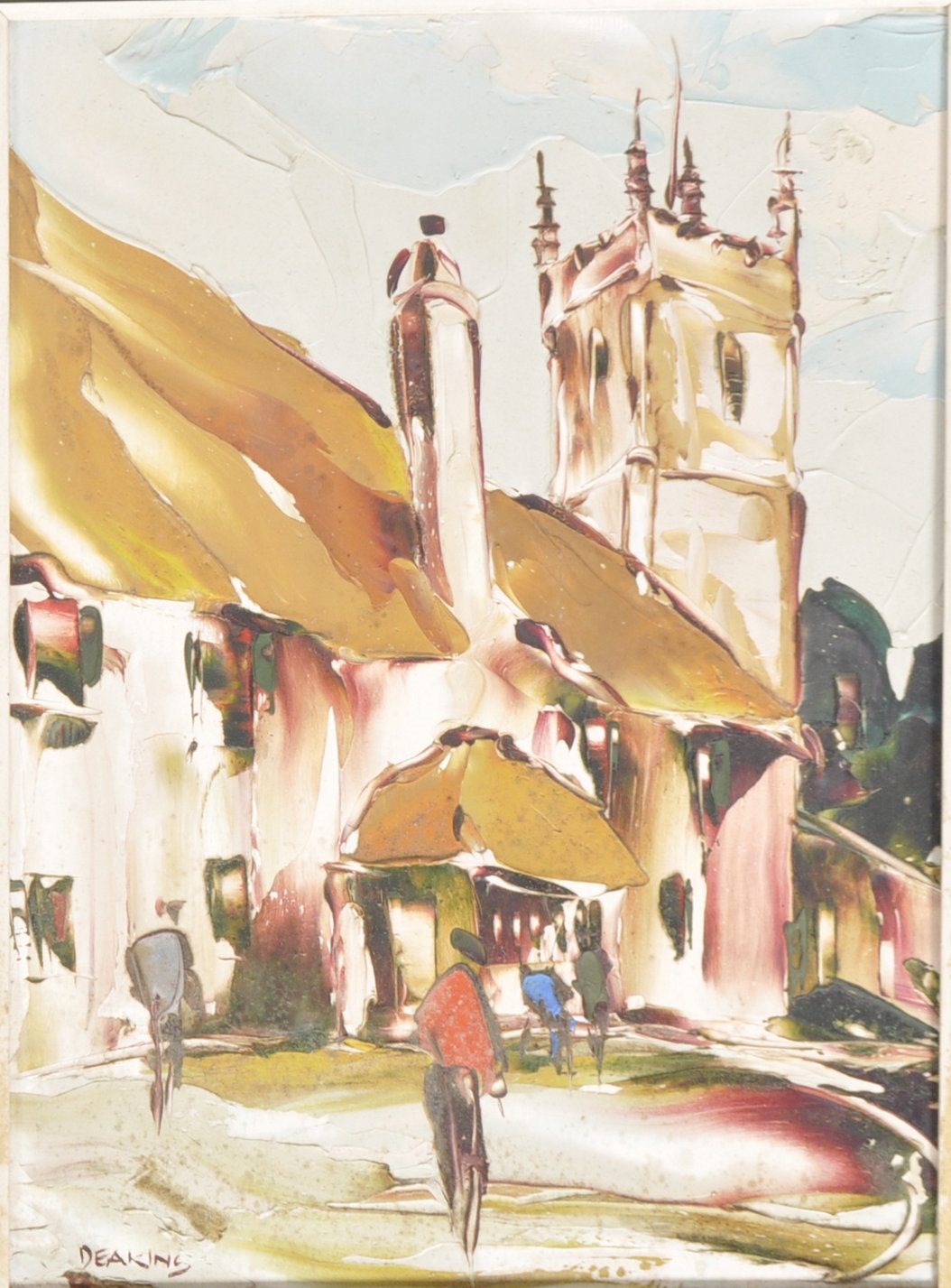 George Richard Deakins | Abstract painting depicting a village scene ...