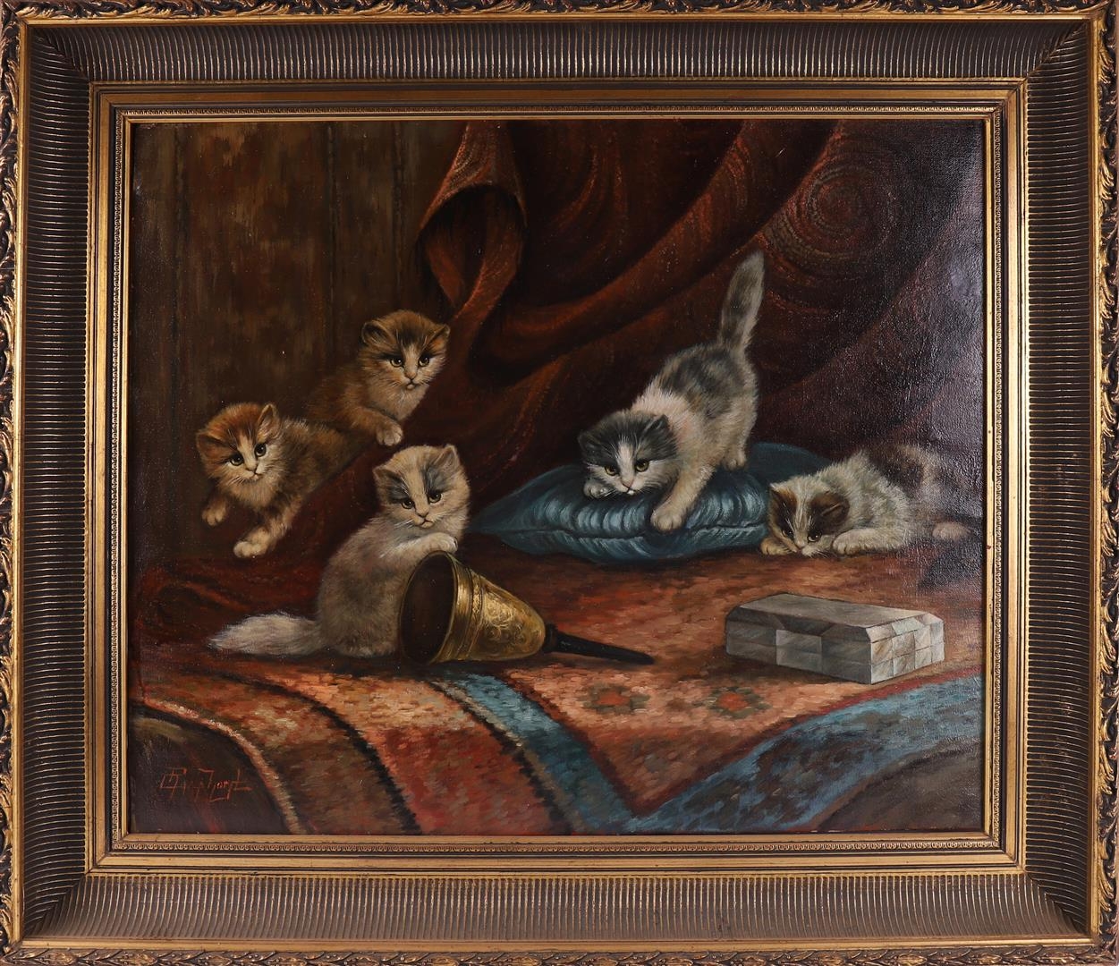 Cornelis Raaphorst | Kittens playing on a carpet | MutualArt