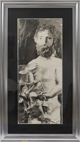 Pablo Picasso | Monochrome lithograph representing The man with sheep ...