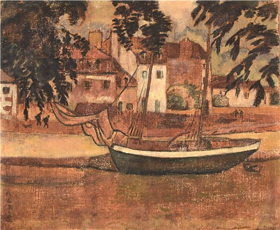 Alcide Marie Le Beau | Port breton, barque près du quai | MutualArt