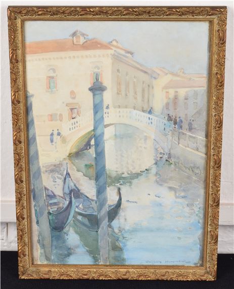 Arthur Henry Knighton Hammond | Venetian canal scene with a bridge and ...