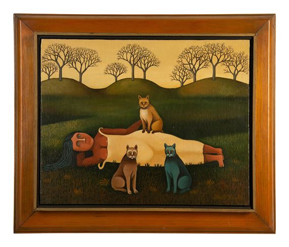 Jacob Knight | Untitled (Woman with Three Cats) | MutualArt