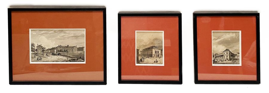 Jacques Alphonse Testard | 18..) Set of three watercolors and gouache ...