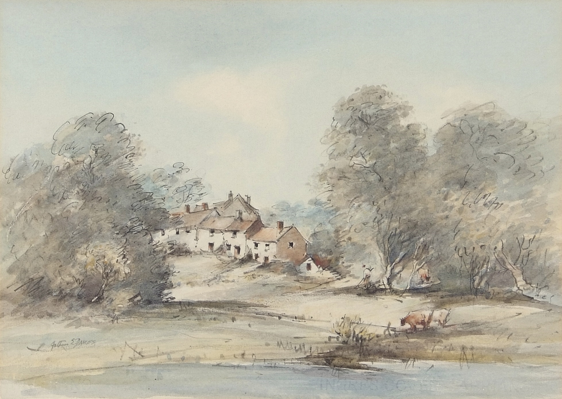 Arthur Edward Davies | Old Cottages at Bawburgh | MutualArt