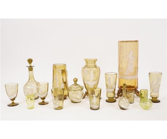 Mary Gregory | Sixteen pieces of Mary Gregory glassware, late (Late 19 ...