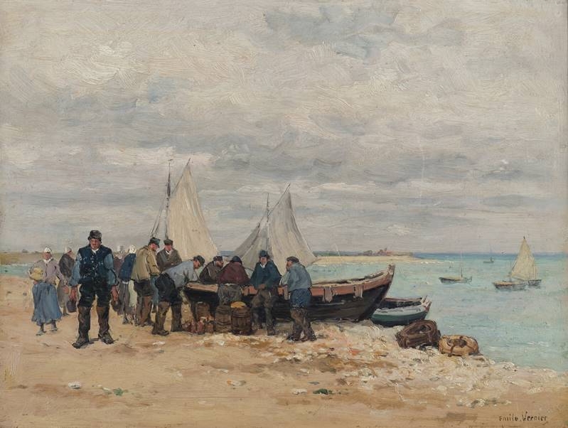Emile Louis Vernier | Bretonische Fischer am Strand | MutualArt