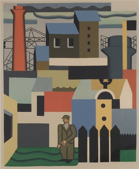 Florence Henri | Mann vor Industrielandschaft | MutualArt