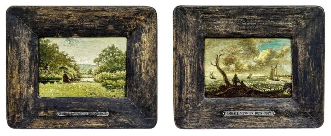 Emile Louis Vernier | Pair of miniature landscapes | MutualArt