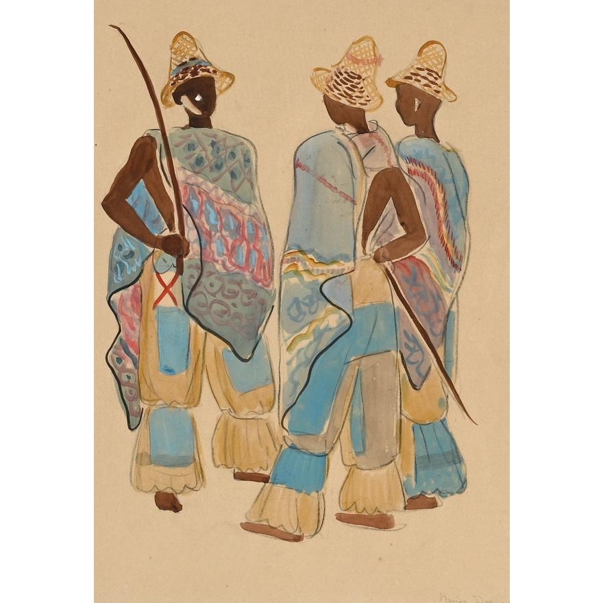Nerine Desmond | Three Figures in Traditional Sotho Dress | MutualArt