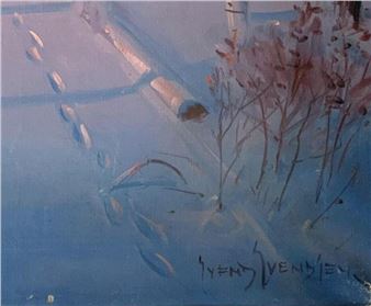 Svend Rasmussen Svendsen | Painting of a Snowy Path at Sunset. | MutualArt