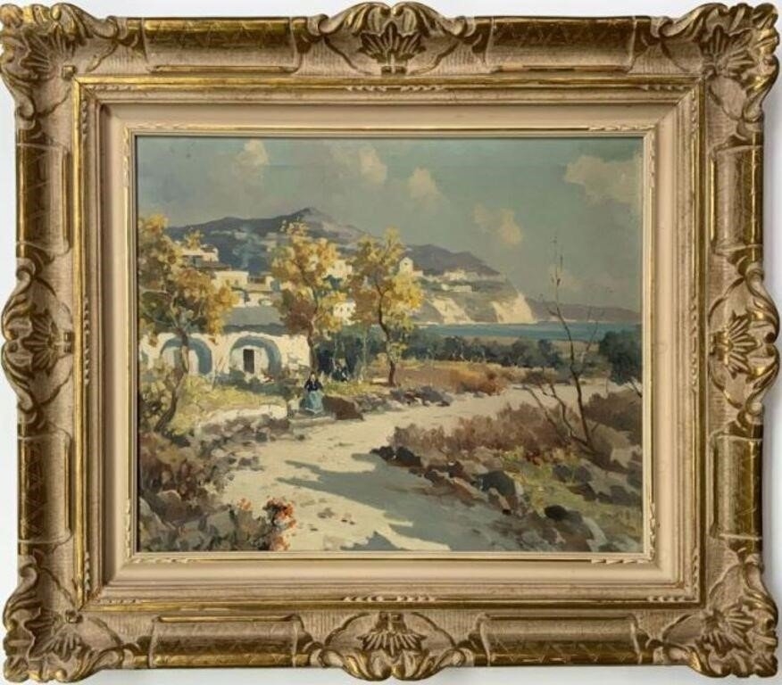 Franco Ruocco | A Vintage oil painting on Canvas of a bright | MutualArt