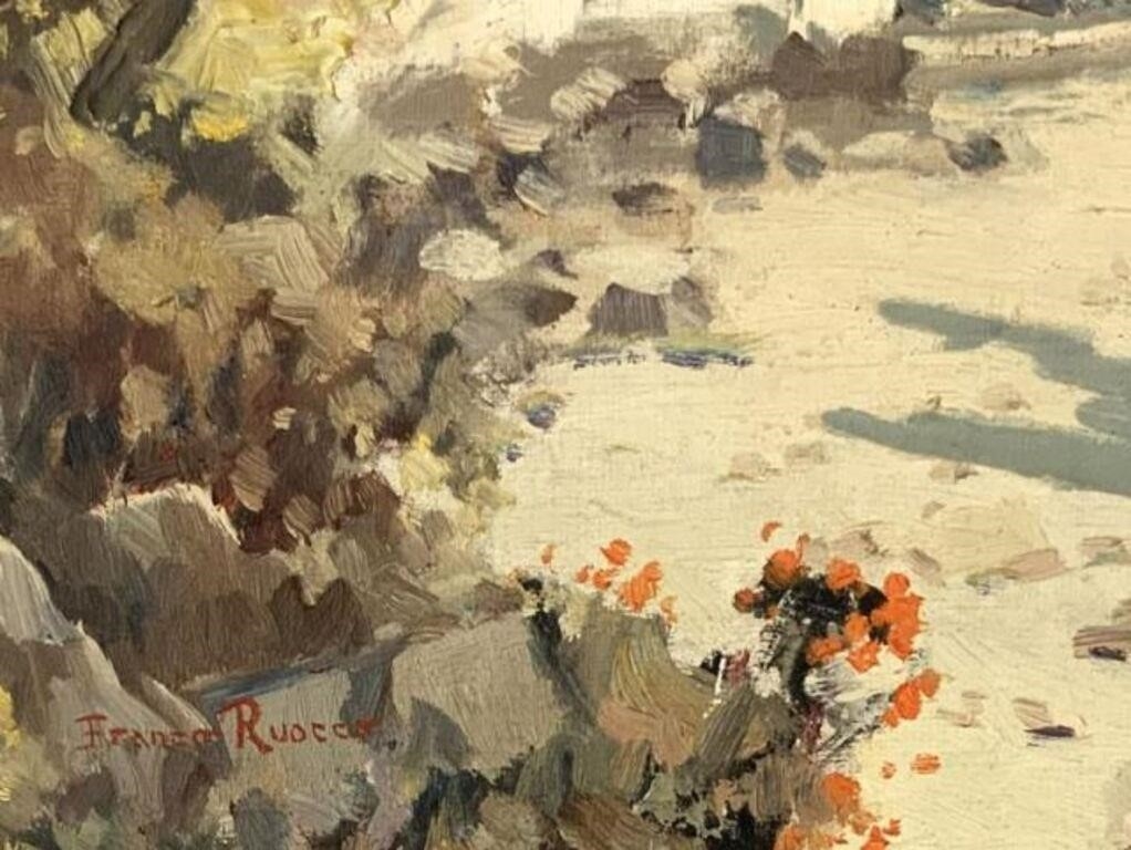 Franco Ruocco | A Vintage oil painting on Canvas of a bright | MutualArt