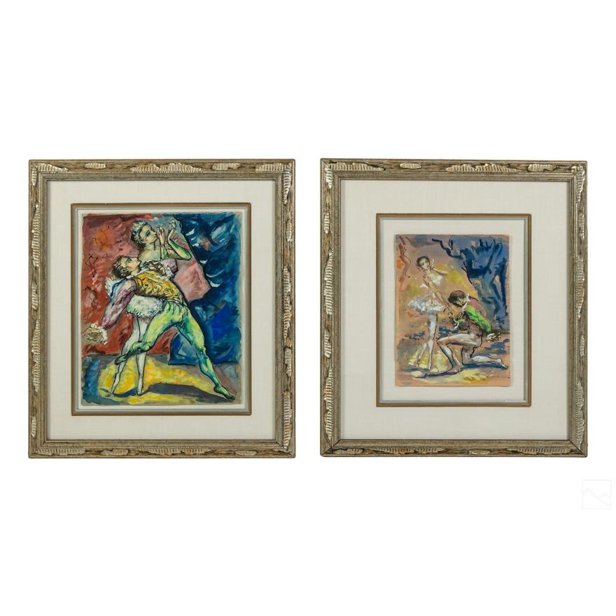 Leon Kelly | Colorful scenes of a male and female ballerina | MutualArt