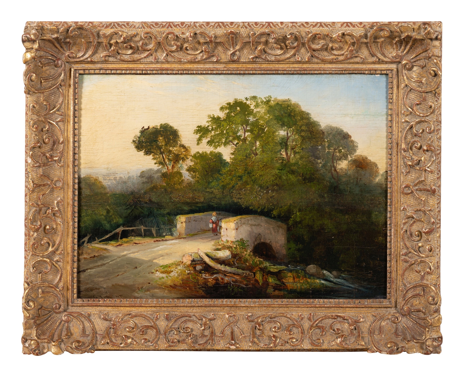 George Vincent | Mother and Child Crossing Bridge | MutualArt