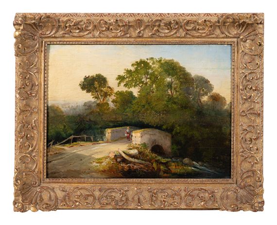 George Vincent | Mother and Child Crossing Bridge | MutualArt