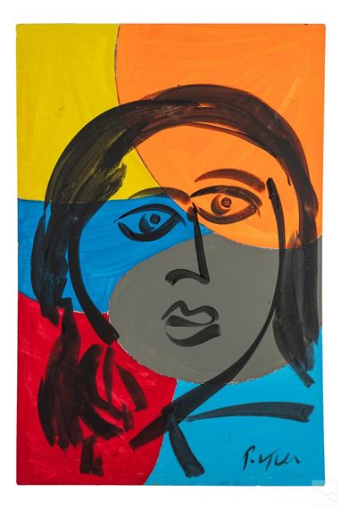 Peter Robert Keil | Modern abstract Neo Expressionist portrait | MutualArt